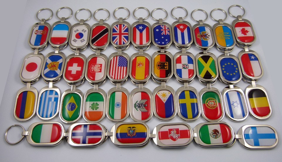 Norway Flag Key Chain metal chrome plated keychain key fob keyfob ...