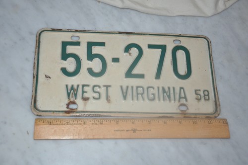 WEST VIRGINIA WV W. VA. LICENSE PLATE 1958 | eBay