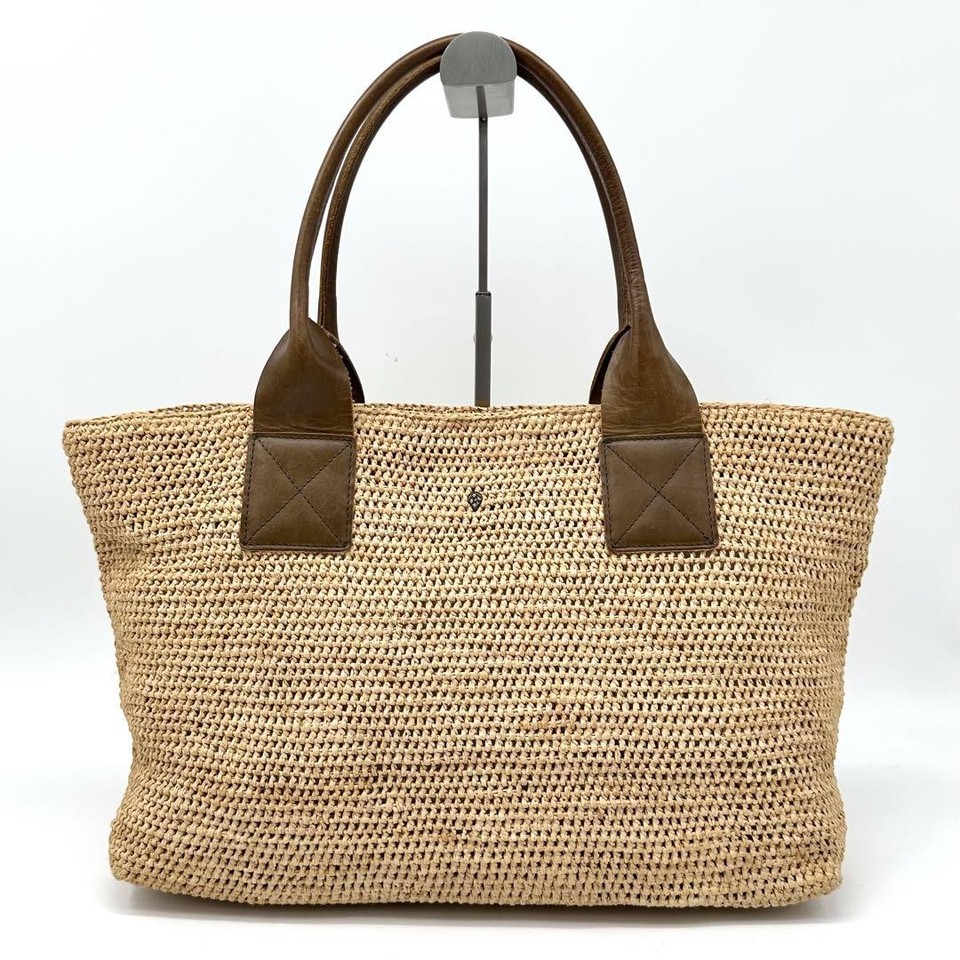 Helen Kaminski Raffia Leather Basket Bag Tote Natural Used | eBay