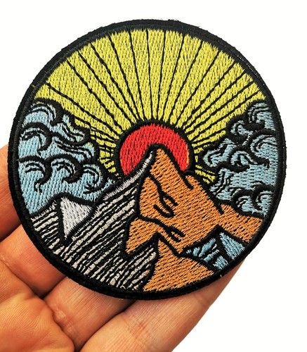 Sunrise Sunset Japanese Sun Ray Embroidered Patch Base Camp Adventure ...