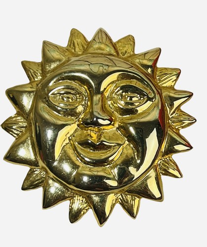 Sun Face Happy Gold Tone Vintage Brooch Pin Collectible | eBay