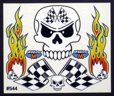 Skull Hot Rod decals with Flames and Checkered Flags, Street Rod, old ...