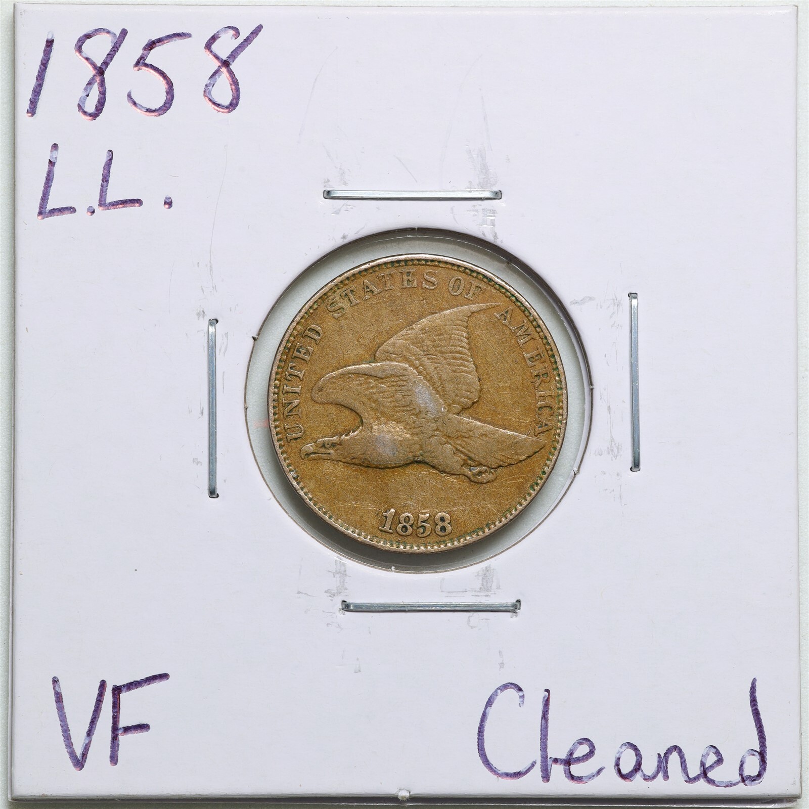 1858 Large Letters 1C Flying Eagle Cent with VF Detail Cleaned #4114 | eBay