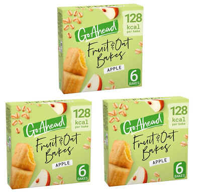 Go Ahead Apple Fruit & Oat Bakes Biscuit Bars x3 | eBay UK
