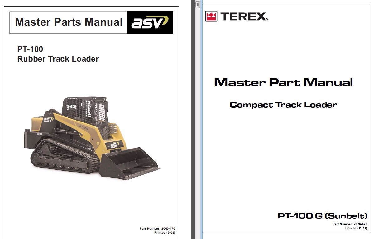 TEREX ASV PT-100 Service ,Operator's & Parts Manual CD | eBay