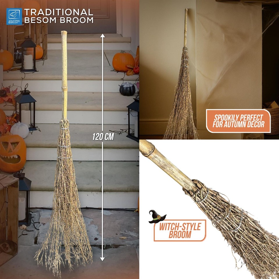 TRADITIONAL BESOM BROOM WITCHES BROOMSTICK GARDEN CORN LEAF SWEEPING ...
