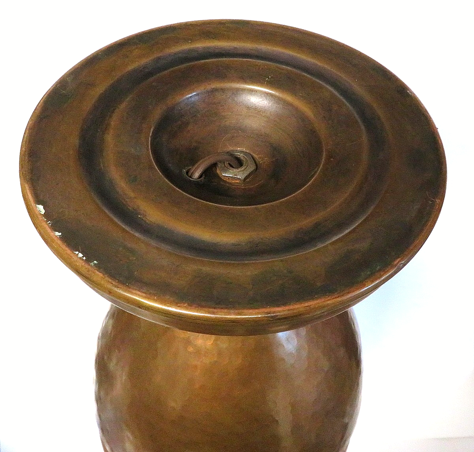 Vintage Hammered Copper Mission Style 21" Table Lamp No Shade Arts ...