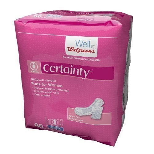 Walgreens Certainty Women's Bladder Control Pads, 66 Count (Pack of 1 ...