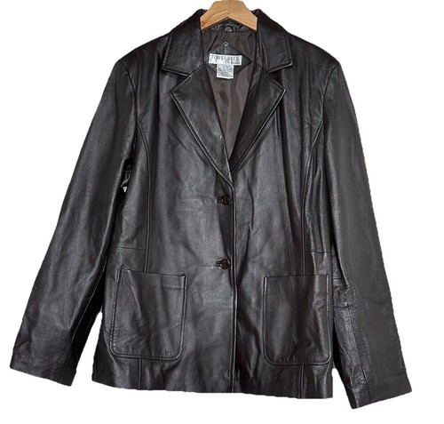 TOWER HILL COLLECTION Genuine Leather Black Blazer Jacket Lined Women's ...