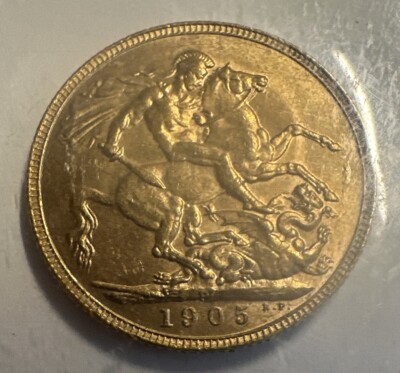 1/4 oz Gold Coin 1905 Great Britain Gold Sovereign, King Edward VII ...
