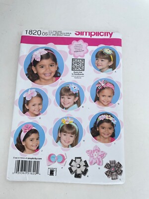 Simplicity #1820 HAIR ACCESSORIES HEADBANDS FOR LITTLE GIRL Sewing ...
