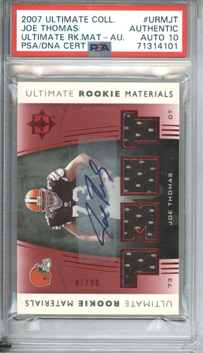 POP 1 PSA AUTO 10 2007 ULTIMATE COLLECTION #/10 RC MATERIALS JOE THOMAS ...