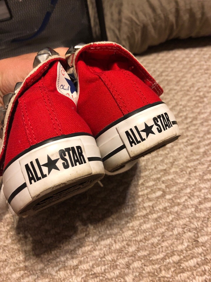 Authentic Pyramid Studs Converse All Star Red Chuck Taylor Hi High Top ...