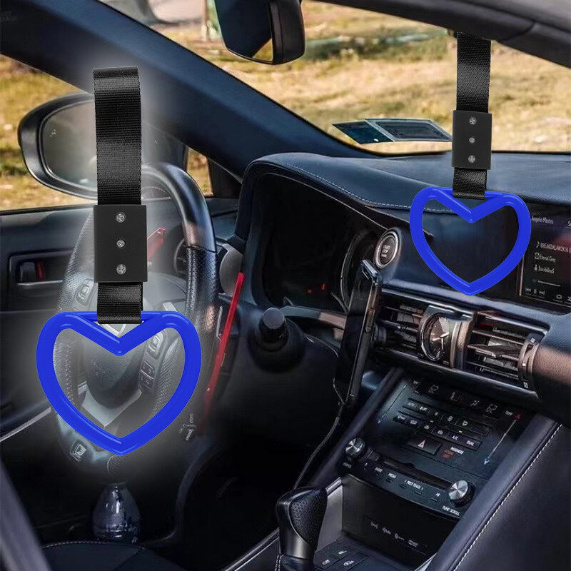 JDM Heart Shape TSURIKAWA Blue Ring Subway Train Bus Handle Strap Nylon ...