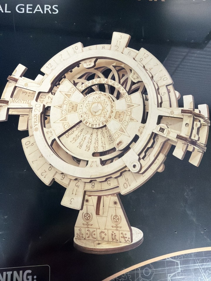 ROKR LK201 Perpetual Calendar Mechanical Gears 3D Wooden Puzzle Kit | eBay