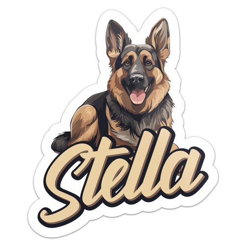 German Shepherd Dog Stella Name Vinyl Decal Waterproof Car Bumper ...