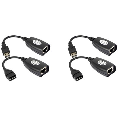 4X USB to RJ45 RJ 45 LAN Cable Extension Adapter Extender USB to Port ...