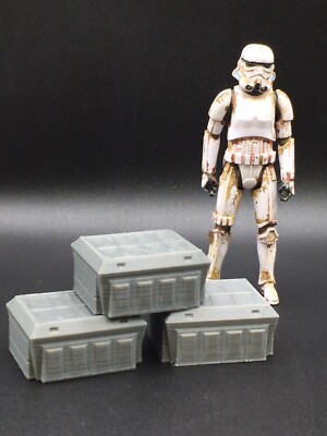 3 Custom STAR WARS CARGO CRATE LOT for 3.75" 1:18 figure DIORAMA (D03 ...