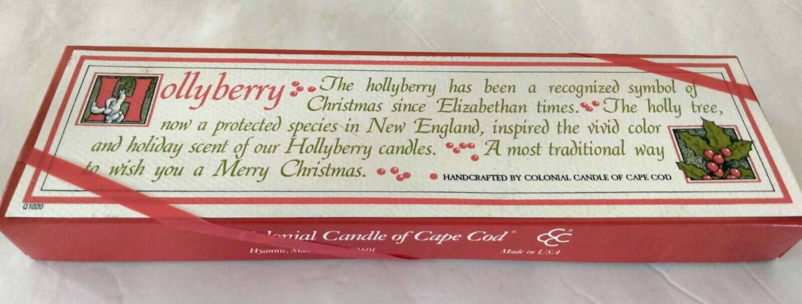 Colonial Candle of Cape Cod Taper Candles Pair (2) 10" Hollyberry NIB ...