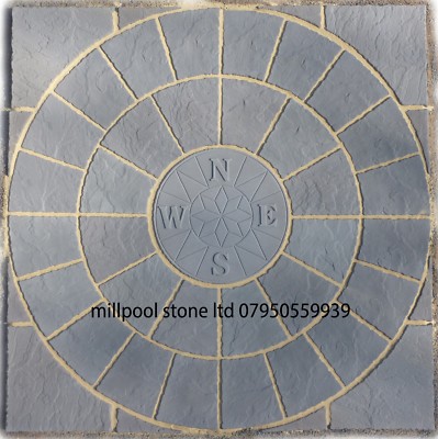 Charcoal Compass Rotunda Circle +sq off paving patio slabs [Delivery ...