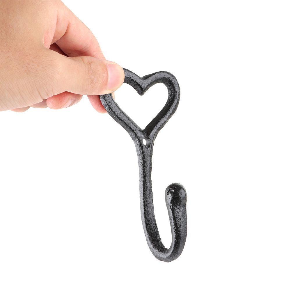 Black Wall Mounted Vintage Chic Cast Iron Heart Shape Key Holder Coat ...