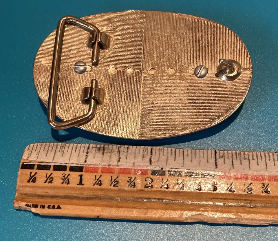 Large Vintage Western Silver Tone Red Enamel One Wooden Buck Belt ...