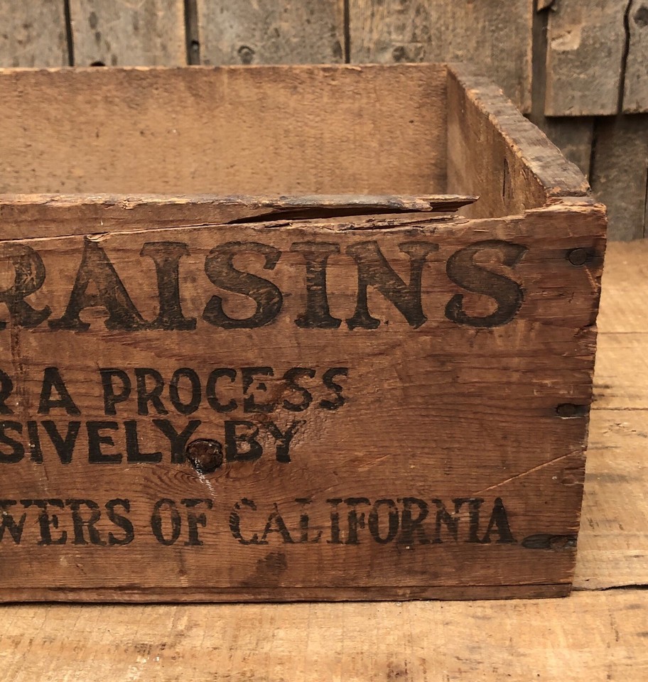 RARE Antique Original Baby Puffed SUN MAID Raisins Crate Box Sign Decor ...