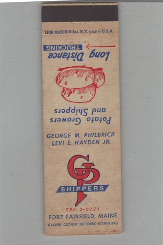 Matchbook Cover George Philbrick Potato Growers & Shoppers Fort ...