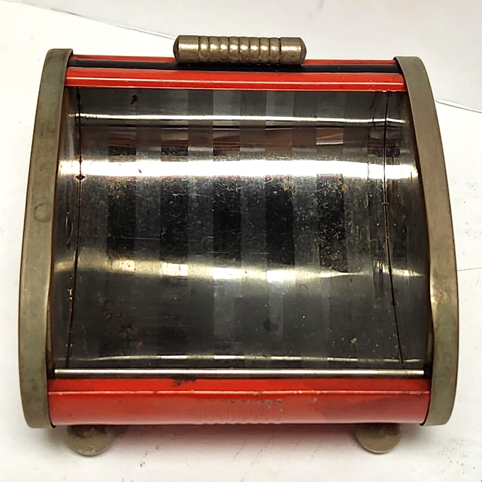 Park Sherman 1930 Deco Steel Chrome Roll Top Cigarette Box Red & Black Bakelite | eBay