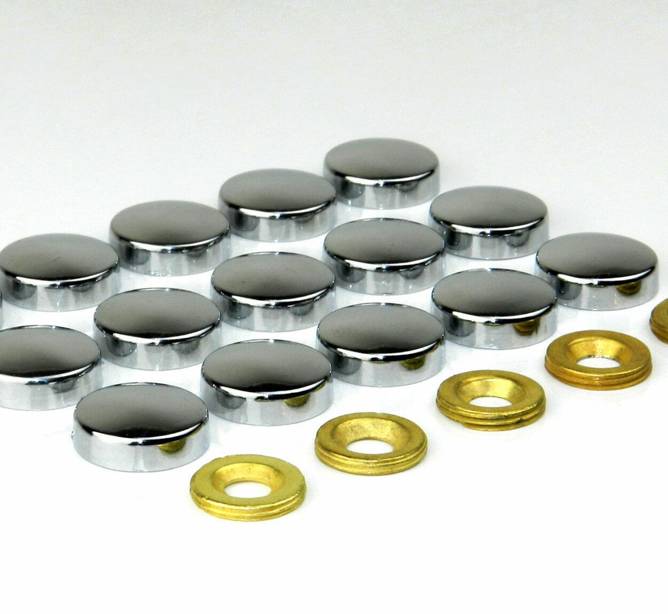 DOME SCREW COVER CAPS CHROME MIRROR ELECTROPLATED THREADED STAINLESS ...