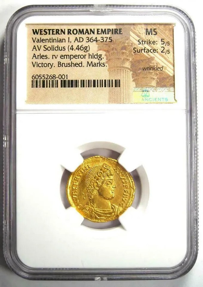 NGC MS 5/5 2/5 AD 364 - 375 Western Roman Empire Valentinian I AV Solidus gold | eBay UK