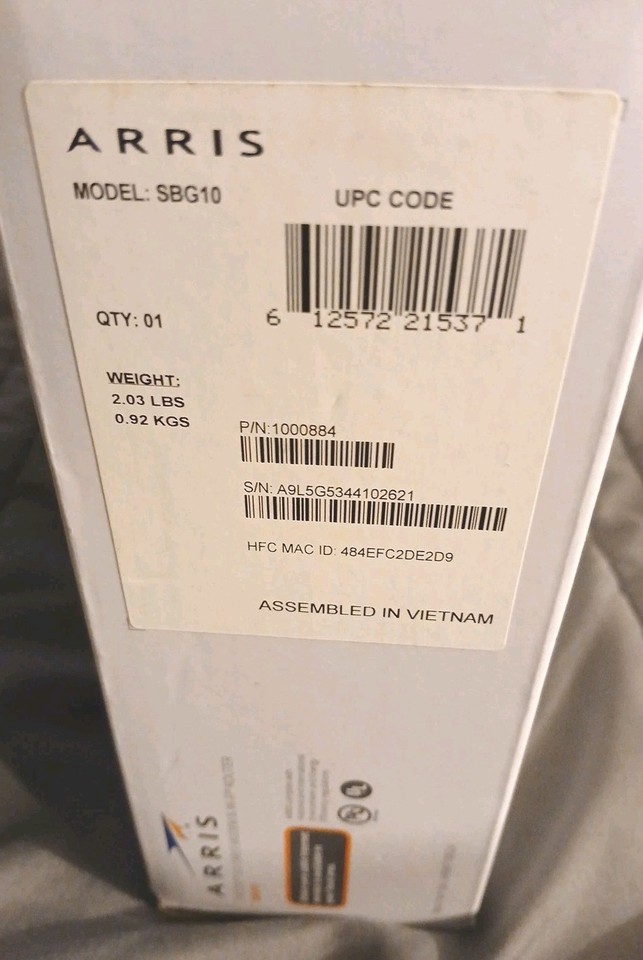 ARRIS Surfboard SBG10 Wi-Fi Cable Modem 16x4 DOCSIS 3.0 612572216705| eBay