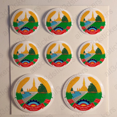 Stickers Laos Coat of Arms Gel Domed Resin 3D Laos Vinyl Sticker Decals ...