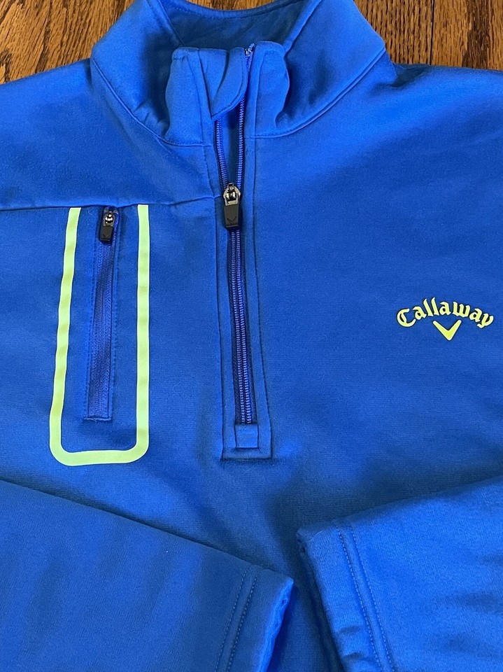 Callaway Golf Jacket Mens M Blue Opti Dry 1/4 Zip Fleece Lined ...