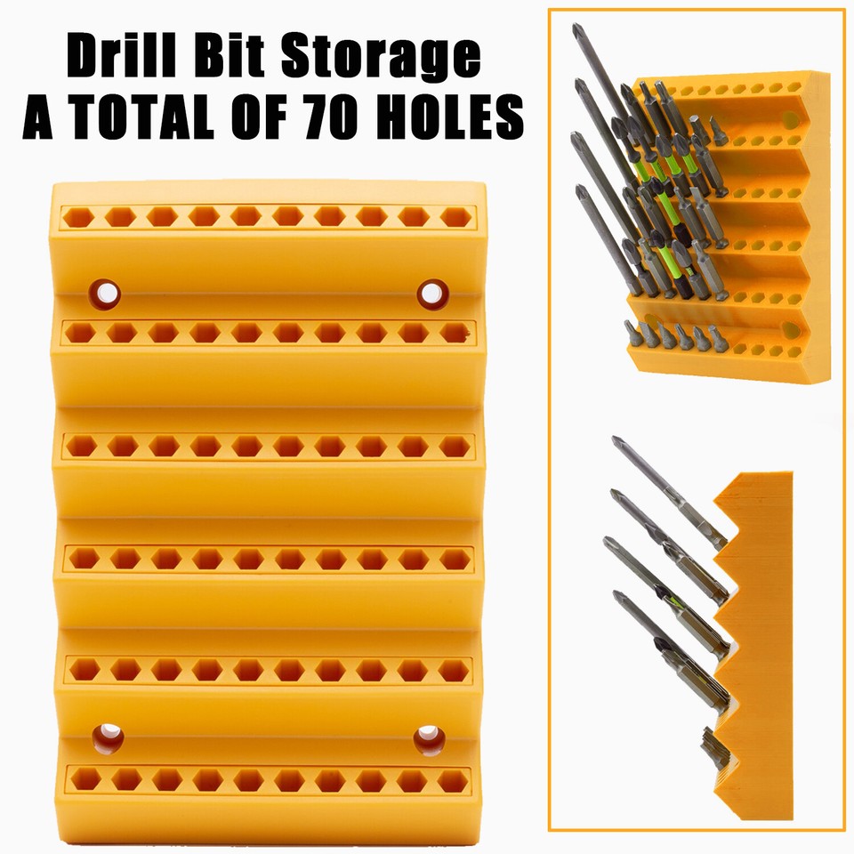 Yellow Drill Bit Storage Case Holder for 1/4 Inch Hex Shank Bit ...