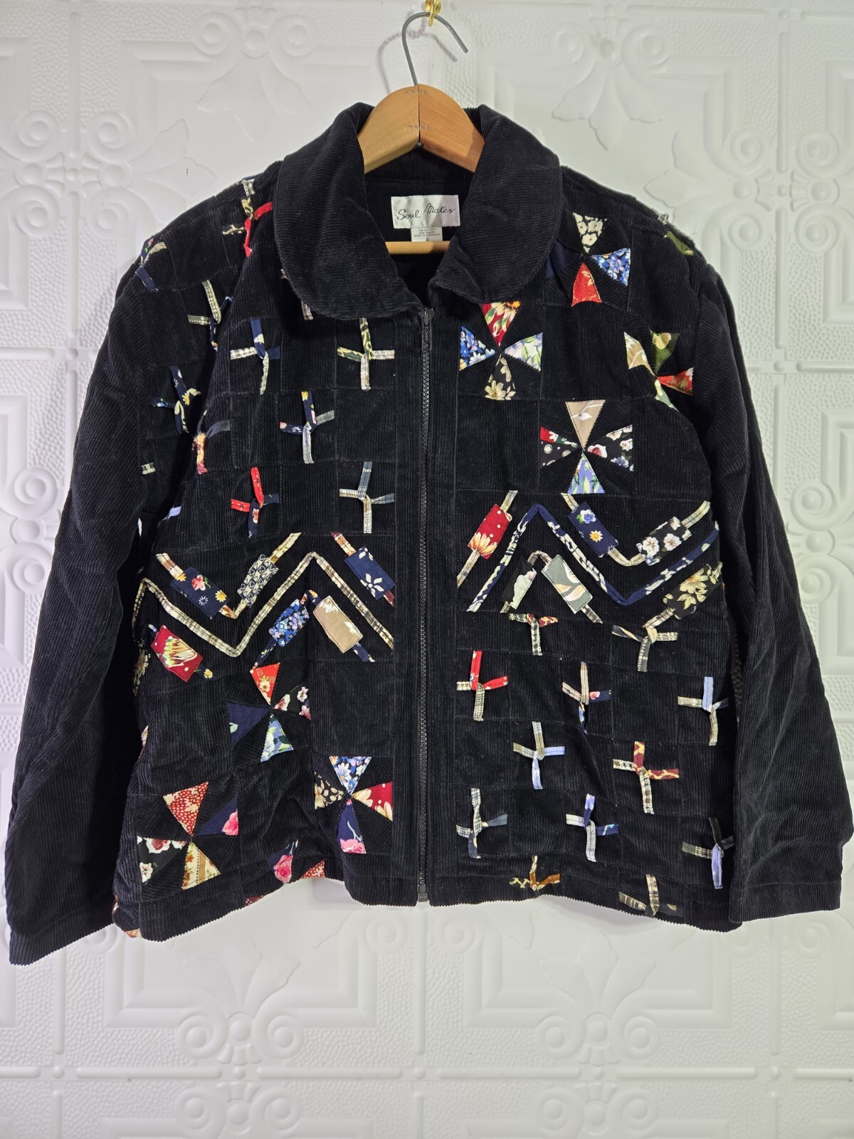 Soul Mates Corduroy Black Jacket~Rayon ~Ties~Patchwork ~Wearable Art ...