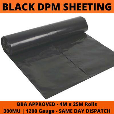 DPM Damp Proof Membrane Black Polythene Sheeting - 1200G 300mu 4 x 25M ...