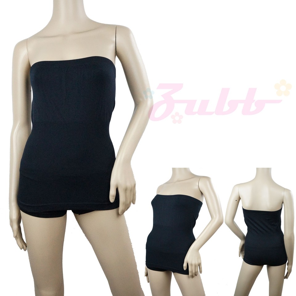 Stretch Seamless Tube Top SLIMMING Strapless Sleeveless Tee Layering ...