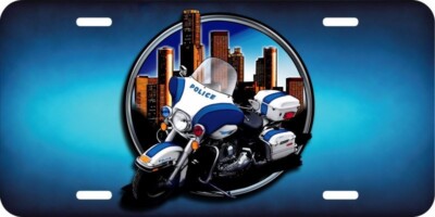 City Police Bike Officer Policeman Cop Aluminum Car Vanity Plate Tag ...