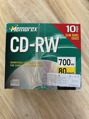 Memorex CD-RW 10 Pk Rewritable Compact Discs, 700MB 80 MIN, NEW, SEALED ...