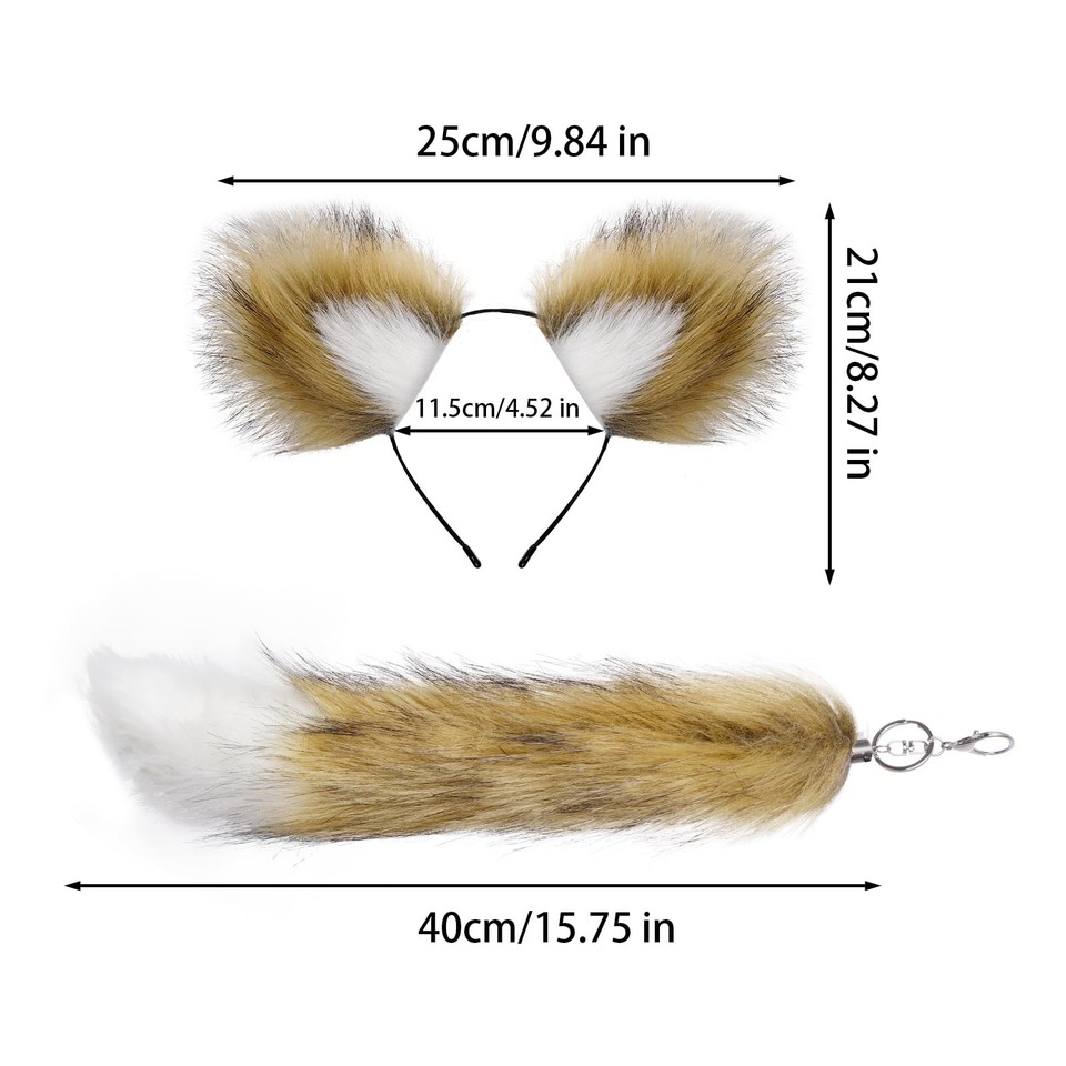 Wolf Fox Ears Headband and Tail Set Fluffy Fox Tail Wolf Costume ...