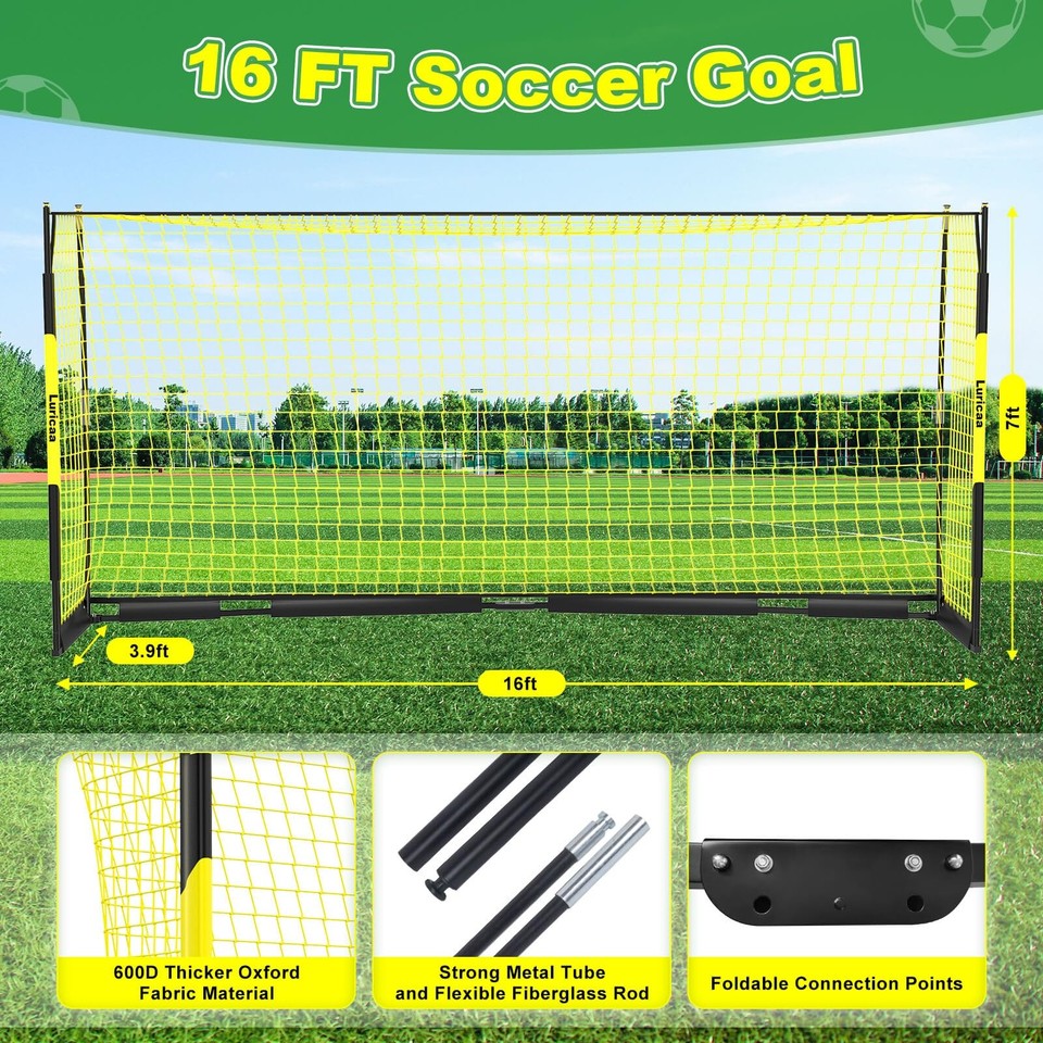 Collapsible Soccer Goal 12x6/6x4ft Portable w/ Carry Bag, Ladder, Cones ...