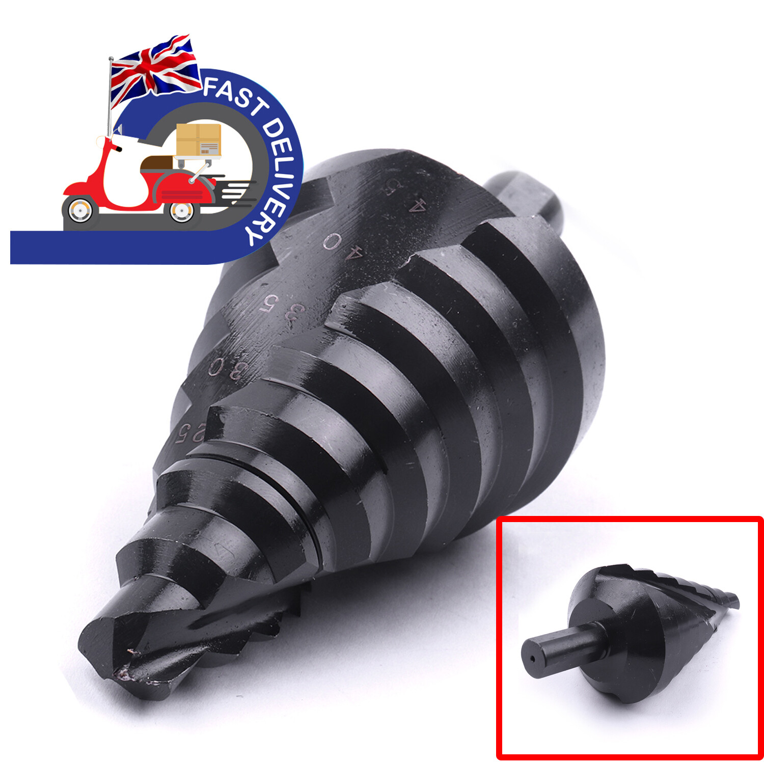 10-45mm HSS Spiral Step Cone Drill Bit Titanium Nitride Coated Metal ...