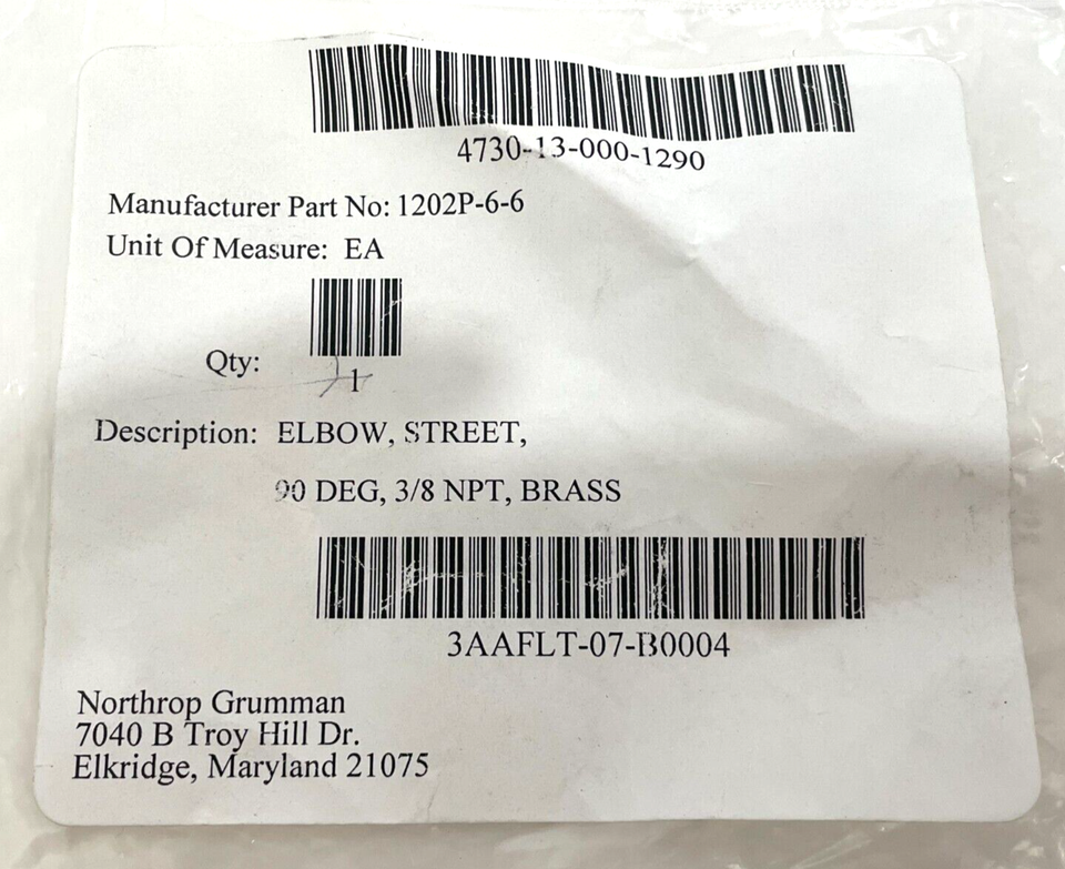 NEW Parker 1202P-6-6 Brass Elbow 3/8NPT | eBay