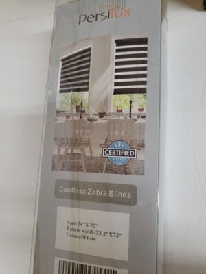 Persilux Blackout Zebra Blinds Roller Sheer Shades 24" W X 72" H White ...