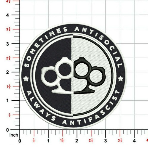 New Punk Cloth Sew on Patch Sometimes Antisocial, Always Antifascist 3. ...