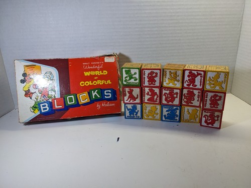 Vintage Disney Characters 15 Wooden Building Blocks SET NO 2915 in the ...