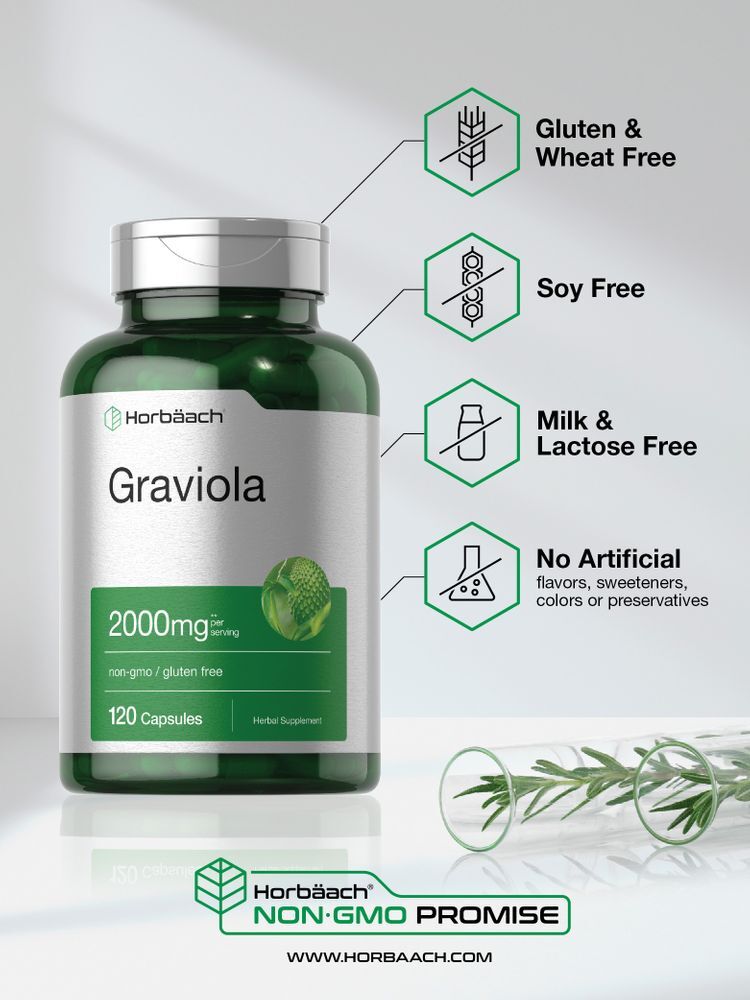 Graviola Extract 2000 mg 120 Capsules | Non-GMO, Gluten Free | by ...