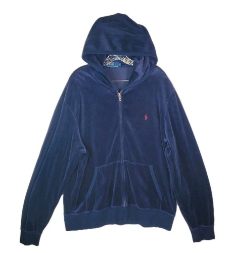 VTG Polo Ralph Lauren Cotton Velvet Velour Full Zip Dooded Track Jacket ...