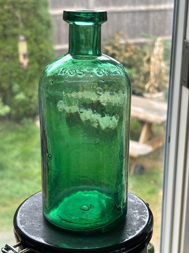 1860s Boston Apple Green whittled medicine bottle not pontiled Billings ...